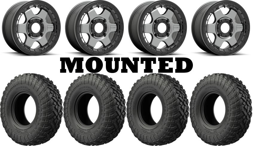 Kit 4 EFX Gripper R/T Tires 30x10-15 on Fuel Block Beadlock Gray D923 ...