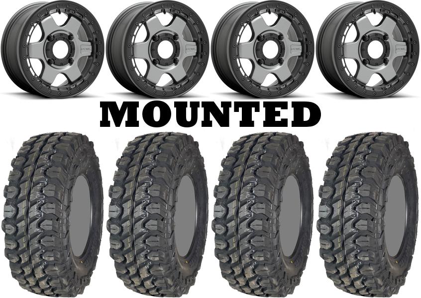 Kit 4 Gladiator X Comp ATR Tires 35x10-15 on Fuel Block Beadlock Gray ...