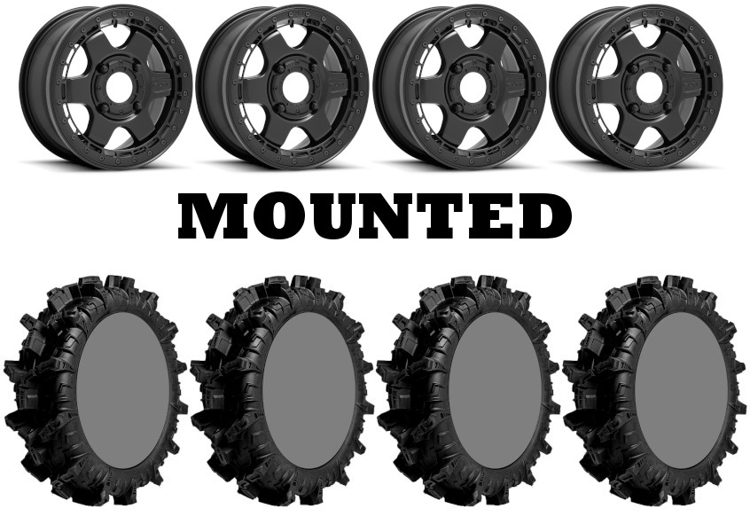 Kit 4 SuperATV Terminator MAX 32x10-15 on Block Beadlock Matte Black ...