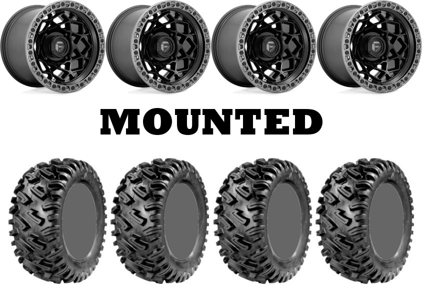 Kit 4 GBC Dirt Commander Tires 30x10-15 on Fuel Unit Matte Black Wheels ...