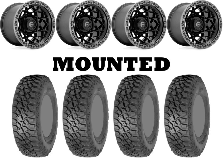 Kit 4 ITP Tenacity XNR Tires 33x9.5-15 on Fuel Unit Matte Black Wheels ...
