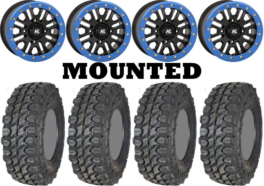 Kit 4 Gladiator X Comp ATR 28x10-14 on HL23 Beadlock Matte Black Blue ...
