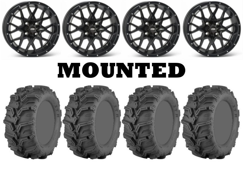 Kit 4 ITP Mud Lite XTR Tires 27x9-12 on ITP Hurricane Matte Black ...