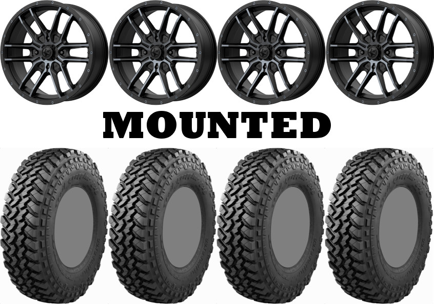 Kit 4 Nitto Trail Grappler SxS Tires 35x9.5-15 on MSA M43 Fang Matte ...