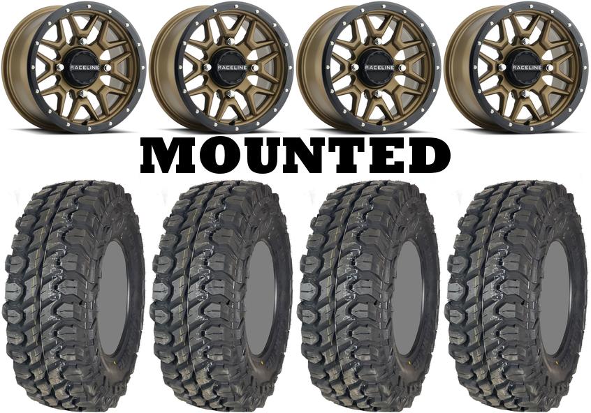 Kit 4 Gladiator X Comp ATR Tires 28x10-14 on Raceline Krank Bronze ...