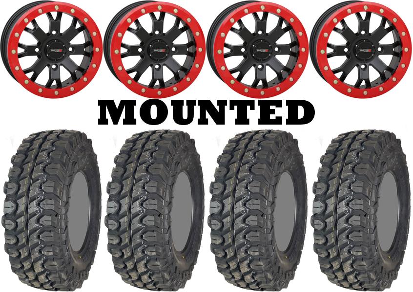 Kit 4 Gladiator X Comp ATR 28x10-14 on SB-4 Beadlock Matte Black Red ...