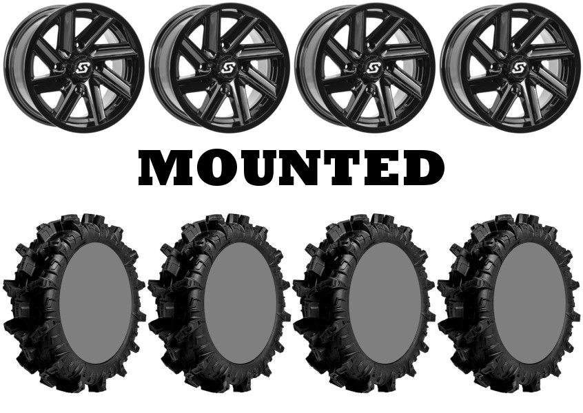 Kit 4 SuperATV Terminator MAX Tires 30x10-14 on Sedona Chopper Gloss ...